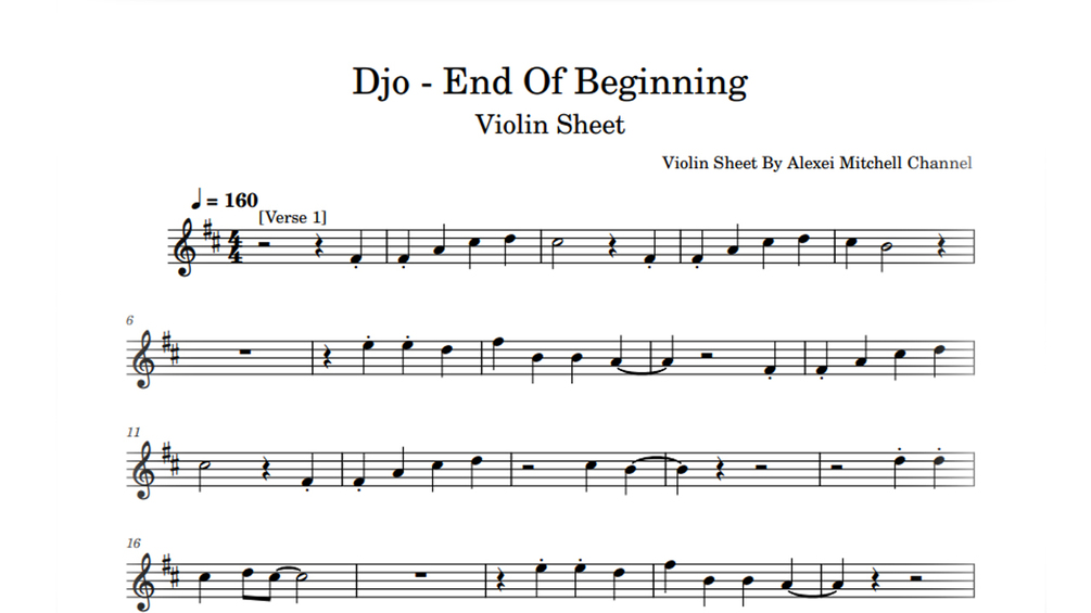 Djo - End of Beginning Violin Sheet