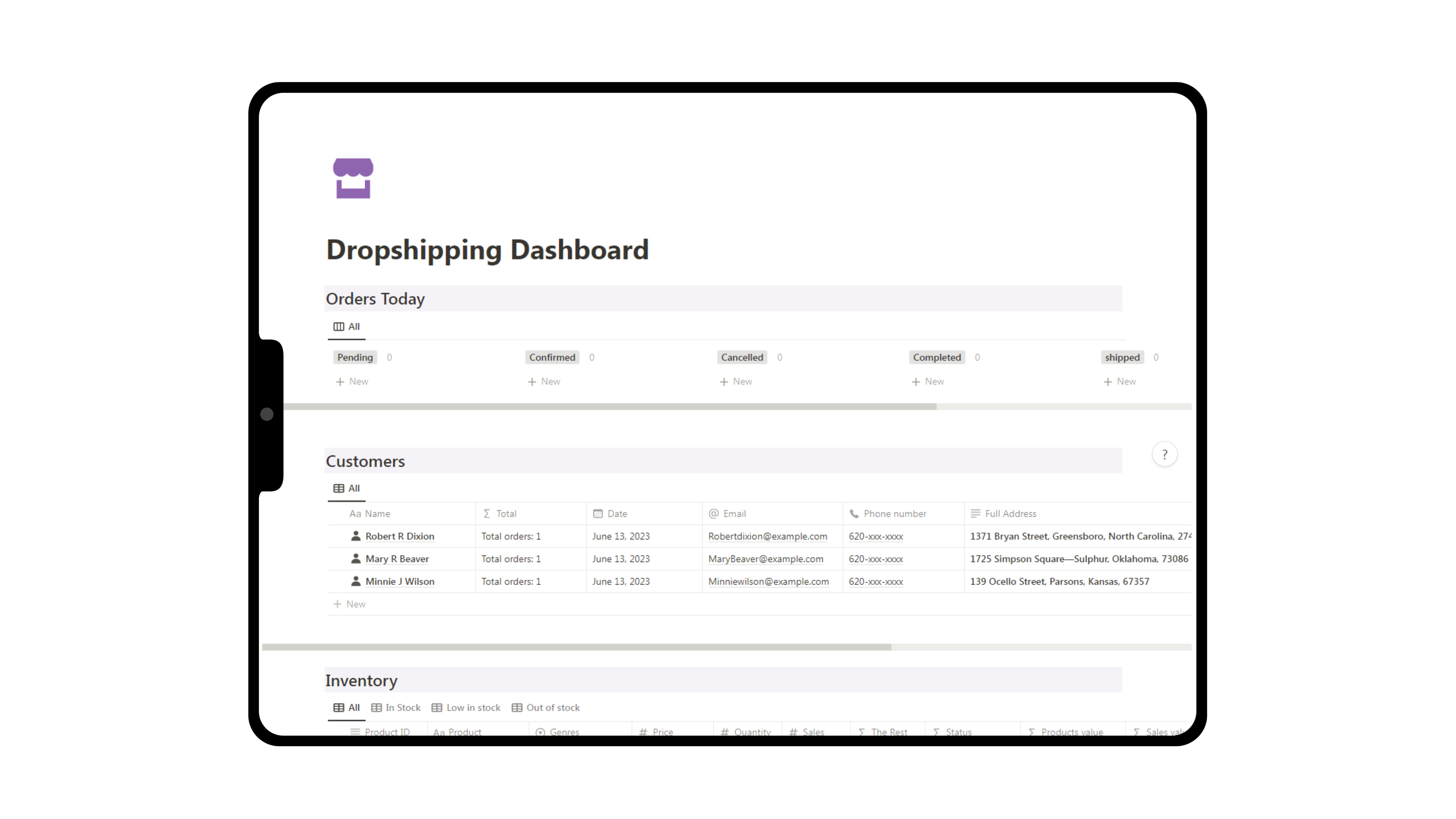 Dropshipping Os Notion Template 