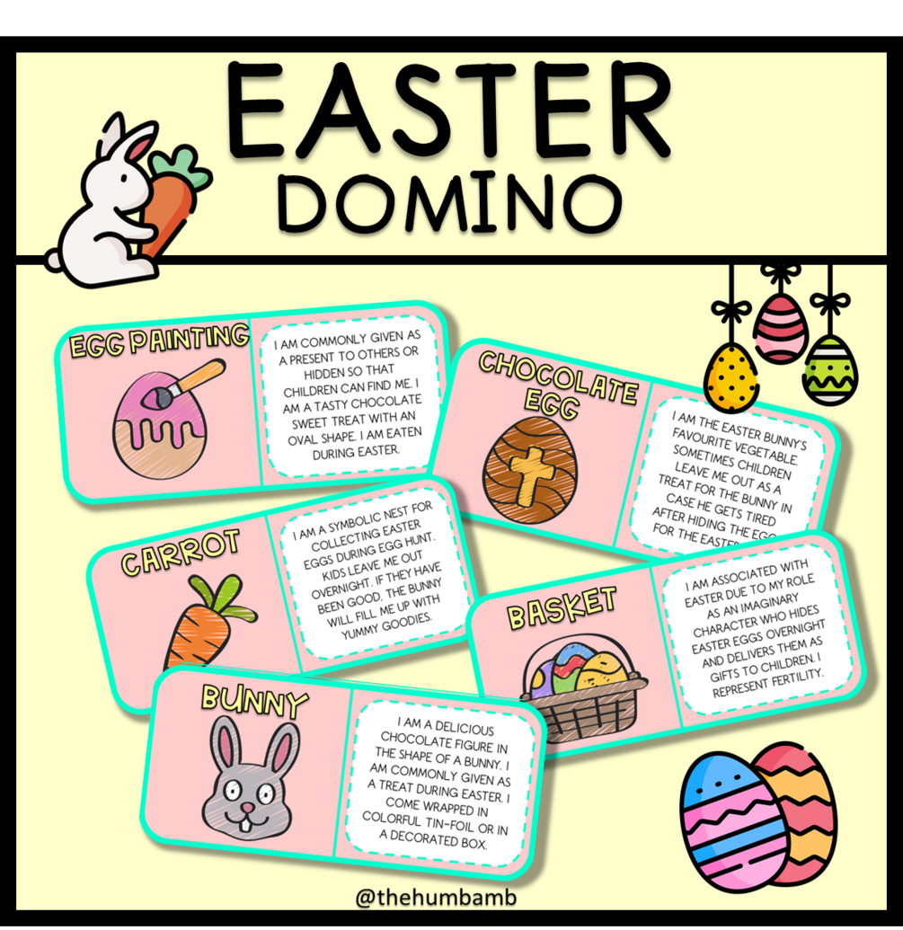 EASTER DOMINO PRINTABLE GAME READING AND LISTENING - THE HUM BAM B
