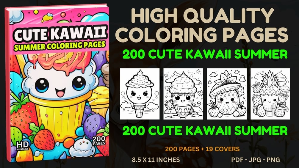 200 Cute Kawaii Summer Coloring Pages