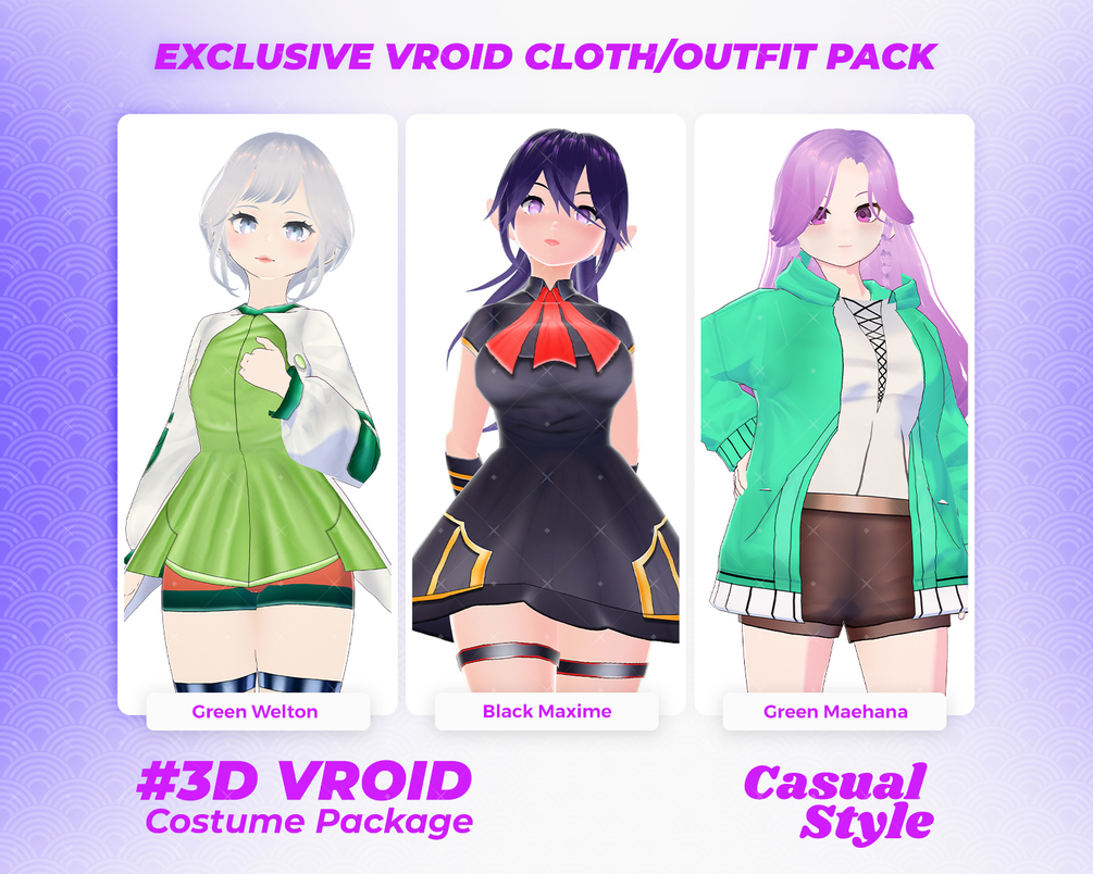 Casual Modern Perfect Looks for VRoid Girl Stream - VRoid Clothing Pack ...