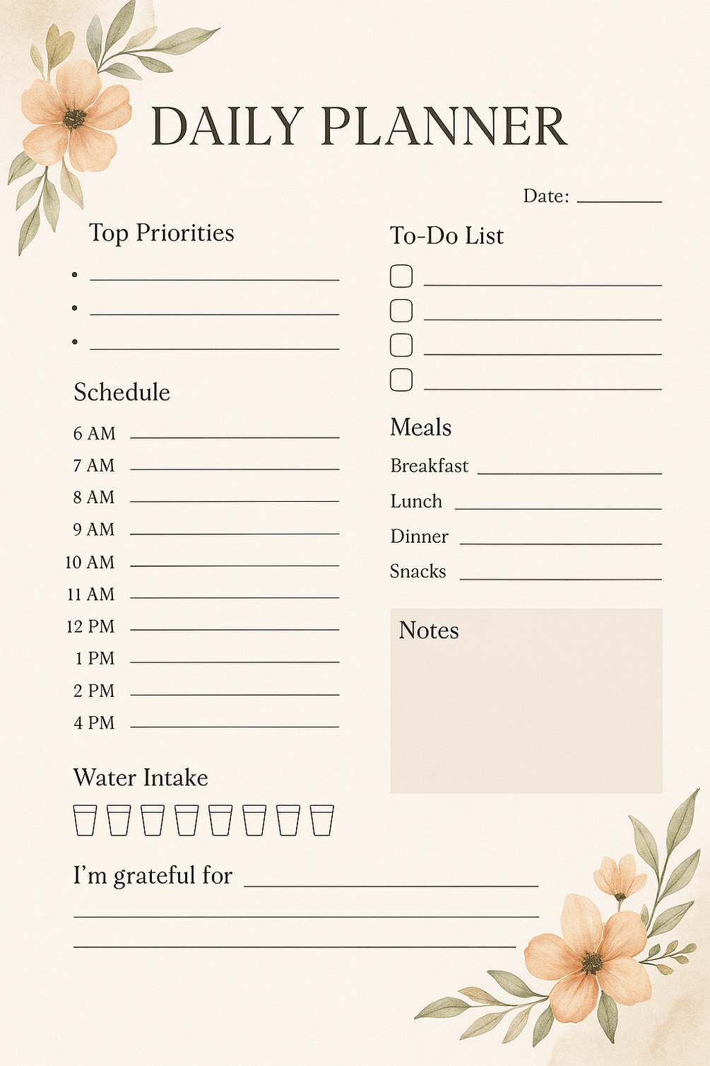 Floral Harmony Daily Planner