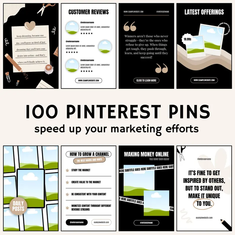 100 Editable Canva Pinterest Pin Templates – Perfect for Digital ...