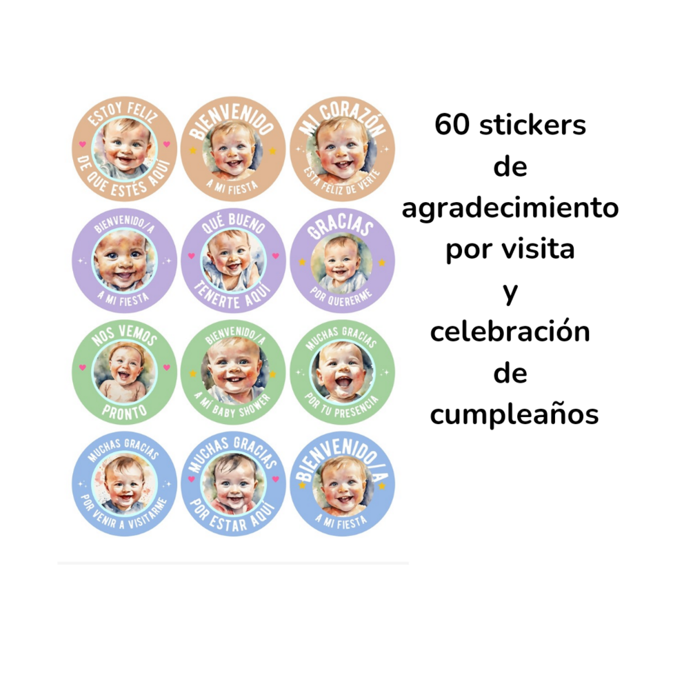 STICKERS de agradecimiento bebé