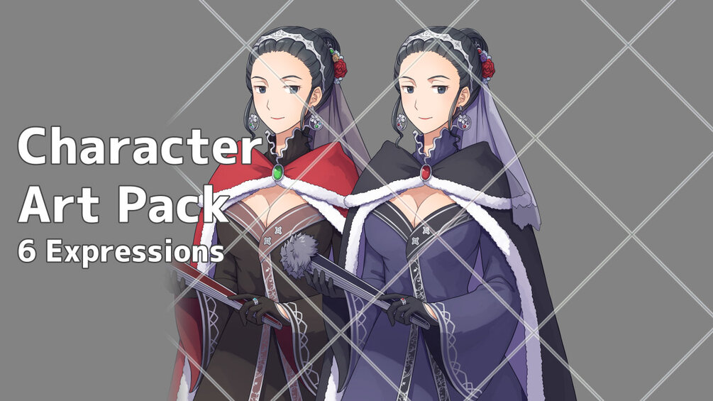 Anime Character Art Pack: 2216-colorA/B - 6 Expressions | Image: Woman ...