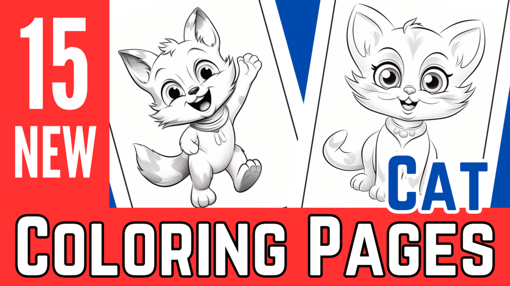 15 Pages of Cute Happy Cat Animal Coloring Pages Printable