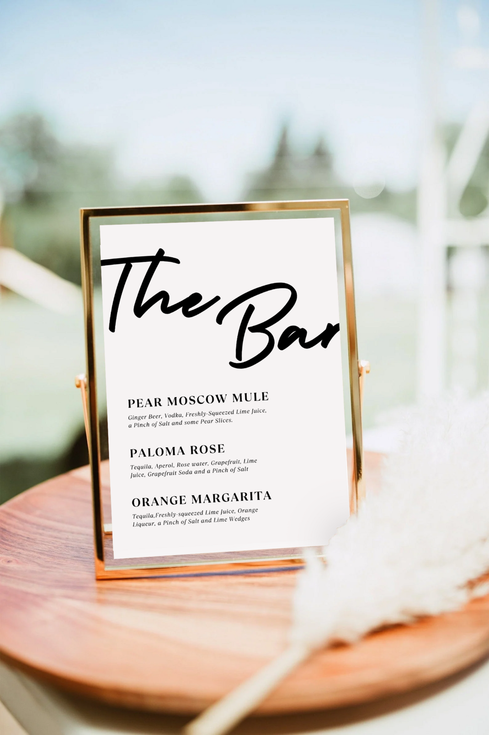 Bar Menu for Weddings - Canva Editable