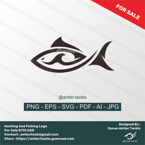 Fish Hook Wave Fishing Logo Designed By Donan Antler Tackle