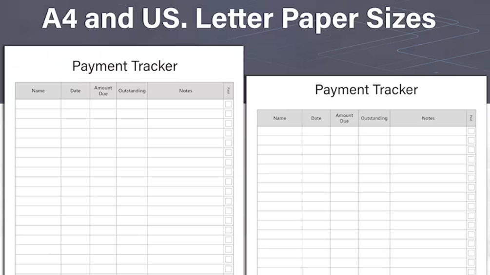 Payment Tracker and Client Payment History Log, Simple Fee Payment Tracker