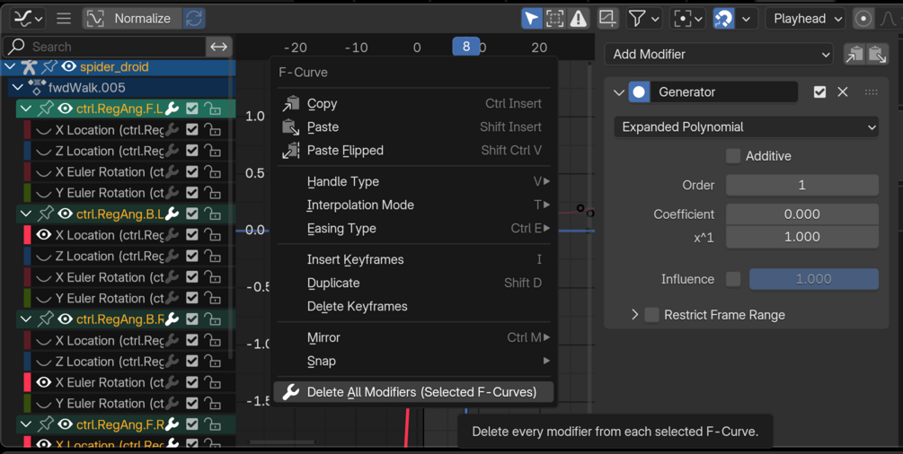 Delete All Modifiers (Selected F-Curves) Blender Addon