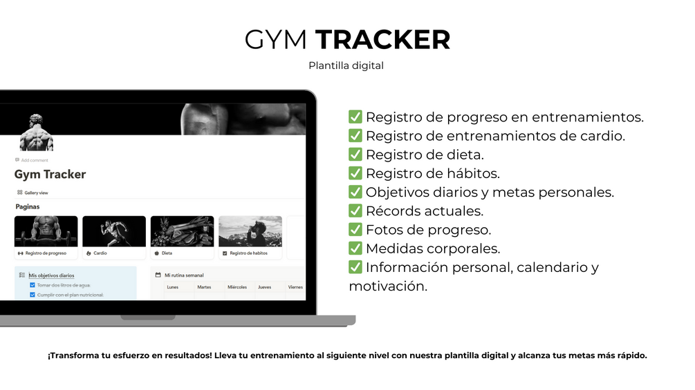 Gym tracker - Plantilla digital de entrenamiento