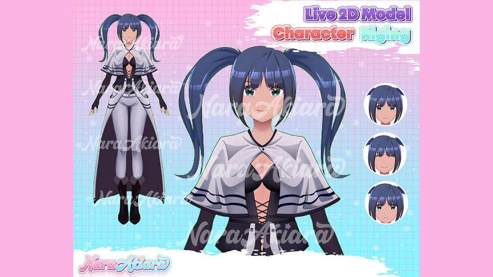 Vtuber Model and Rigging Anime Girl Blue Braided Hair Premade, Live2d ...