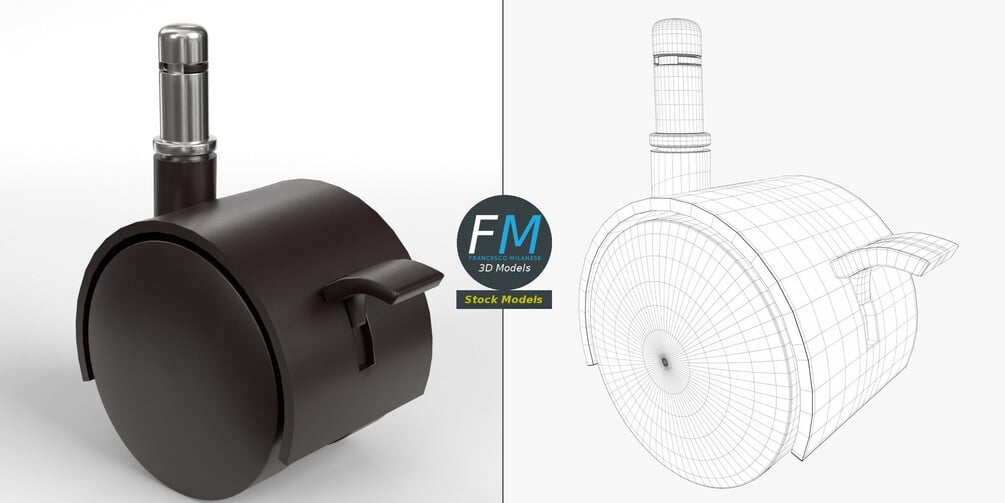 3D MODEL - Trolley wheel with brake