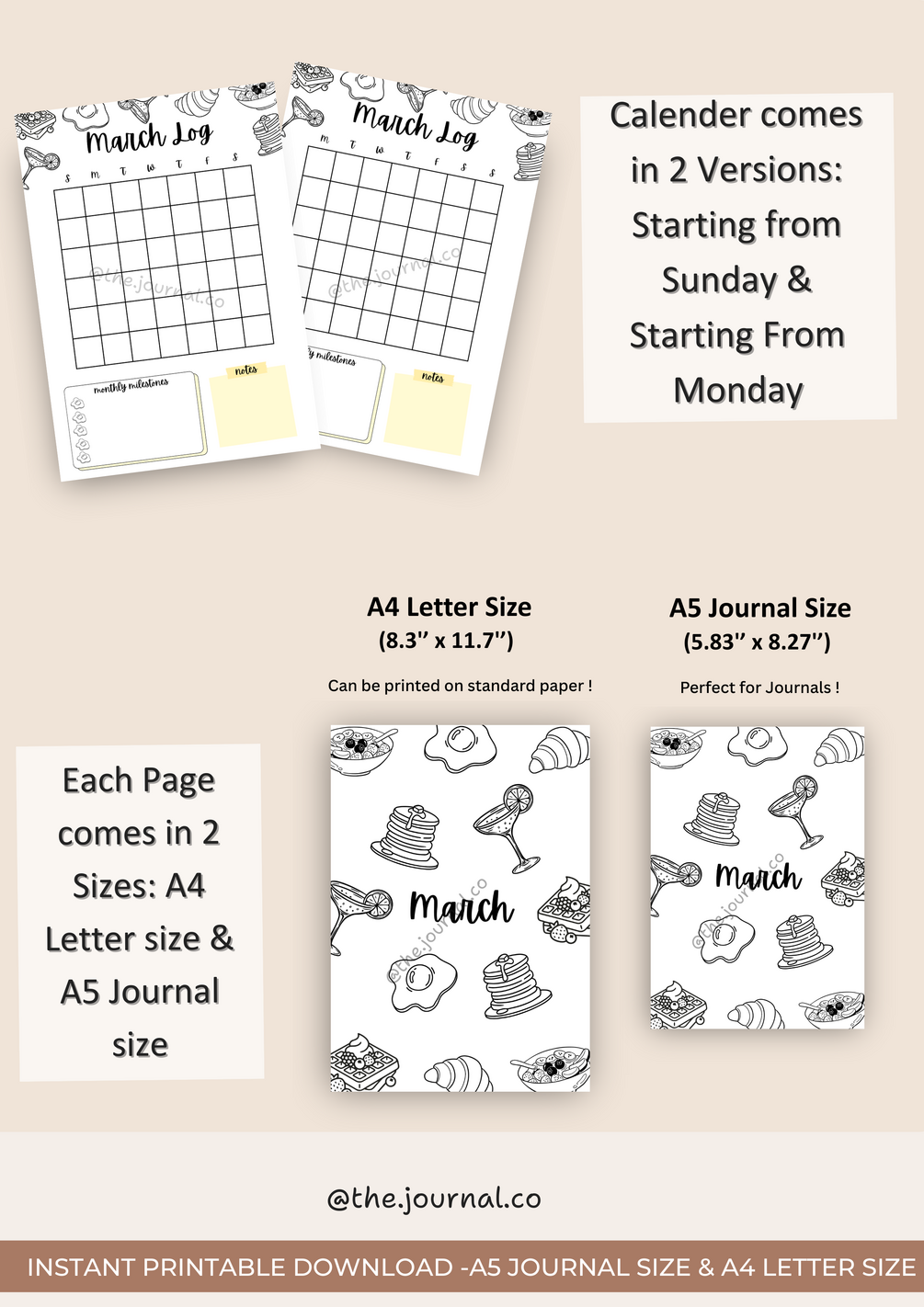 March Journal Bundle - Breakfast Themed