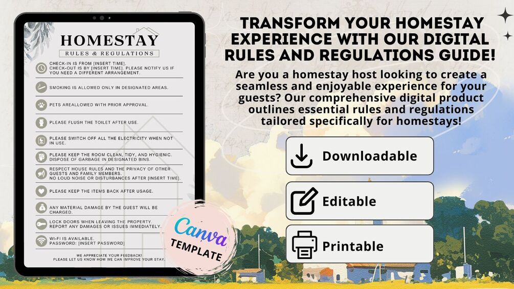 Airbnb Homestay Rule and Regulations Printable