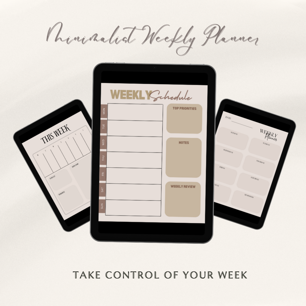 Weekly Planner Neutral| Minimal Weekly Schedule | Weekly Organizer ...
