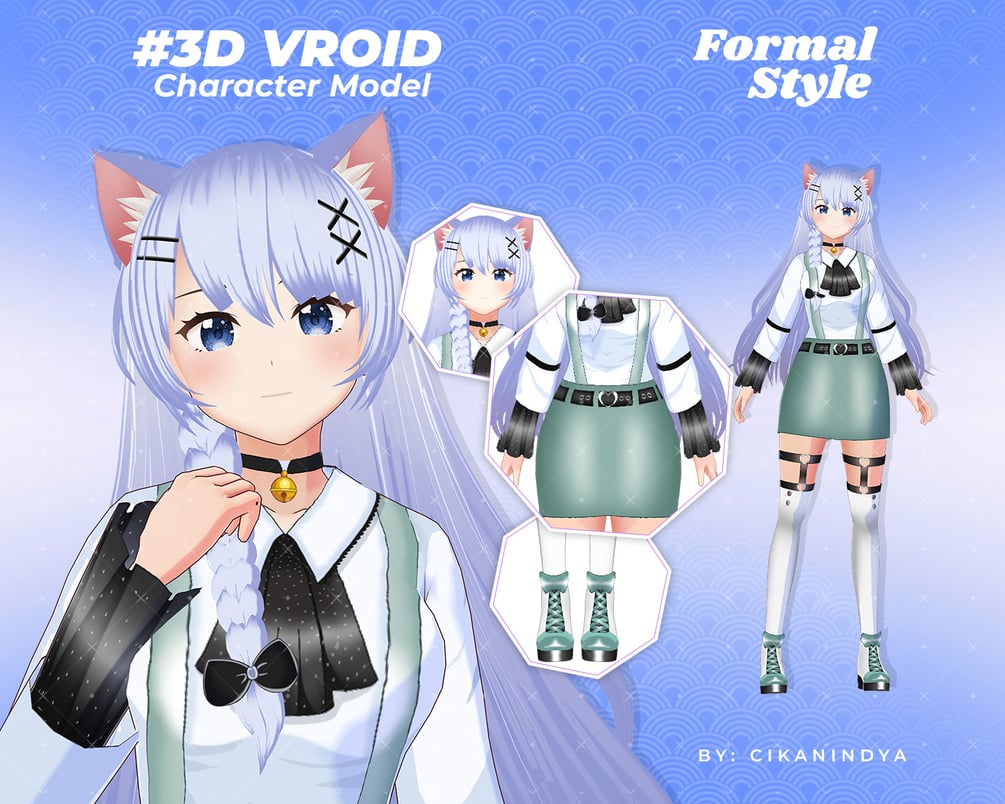 3D Vroid Character, 3d Model, Vtuber Model Free, 3D - Purrfectly Charming with 3D Vroid Model ...