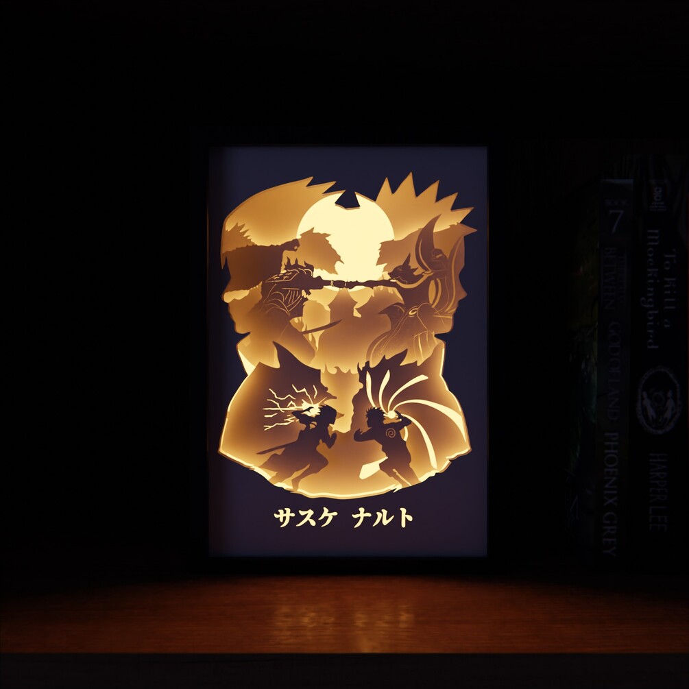 Naruto vs Sasuke Inspired by Diy Light Box Lamp Template - PDF, SVG ...