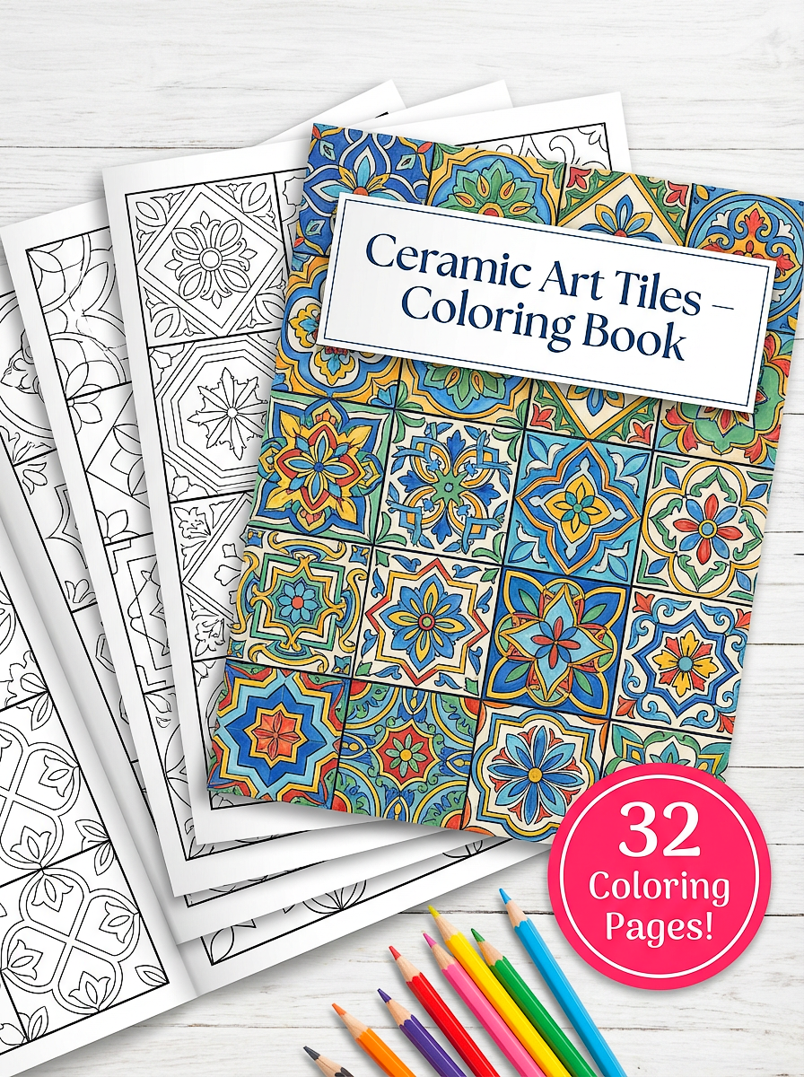 Moroccan Tiles Coloring Book – 35 Printable Pages (A4 PDF)