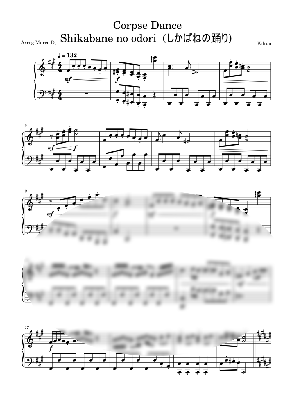 Corpse Dance Shikabane no odori (しかばねの踊り) kikuo SHEET + MIDI