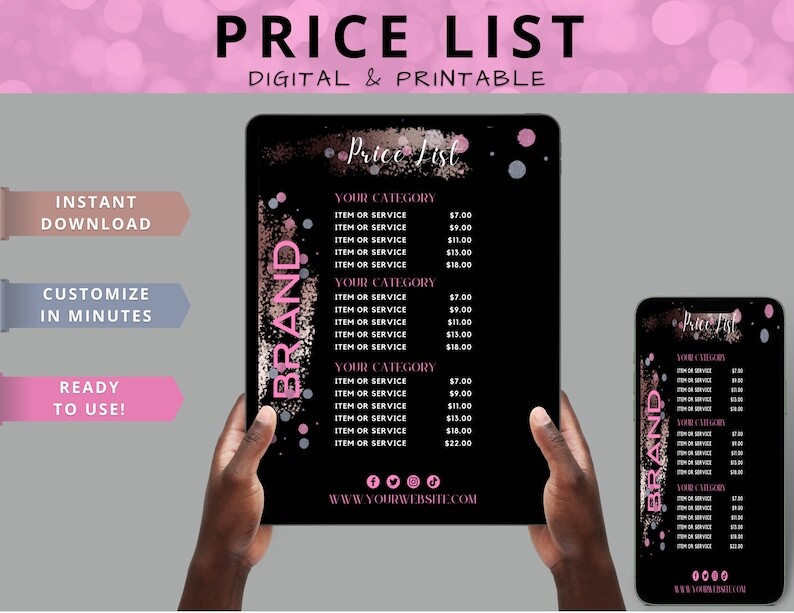 DIY Price List Template | Printable Business Price List | For Hair ...