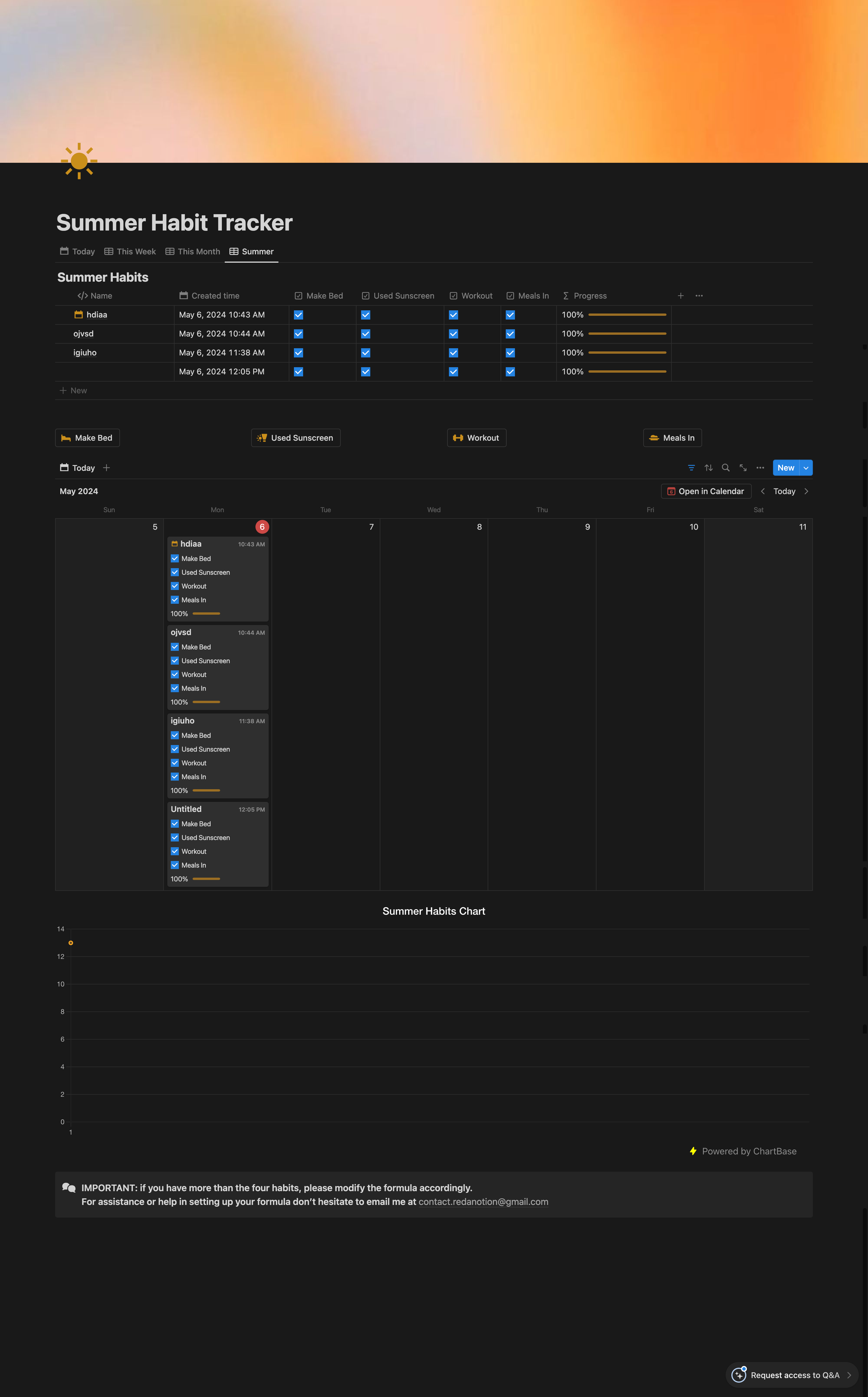 Summer Habit Tracker