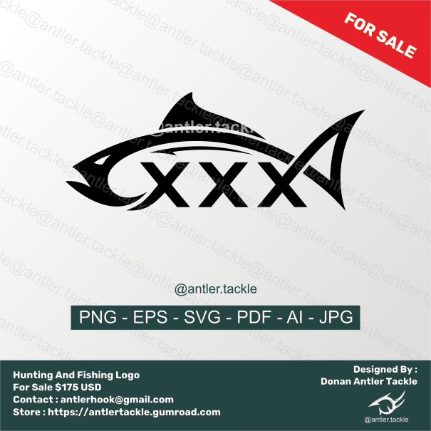 X Letter Fish Hook Fishing Logo Designed By Donan Antler Tackle