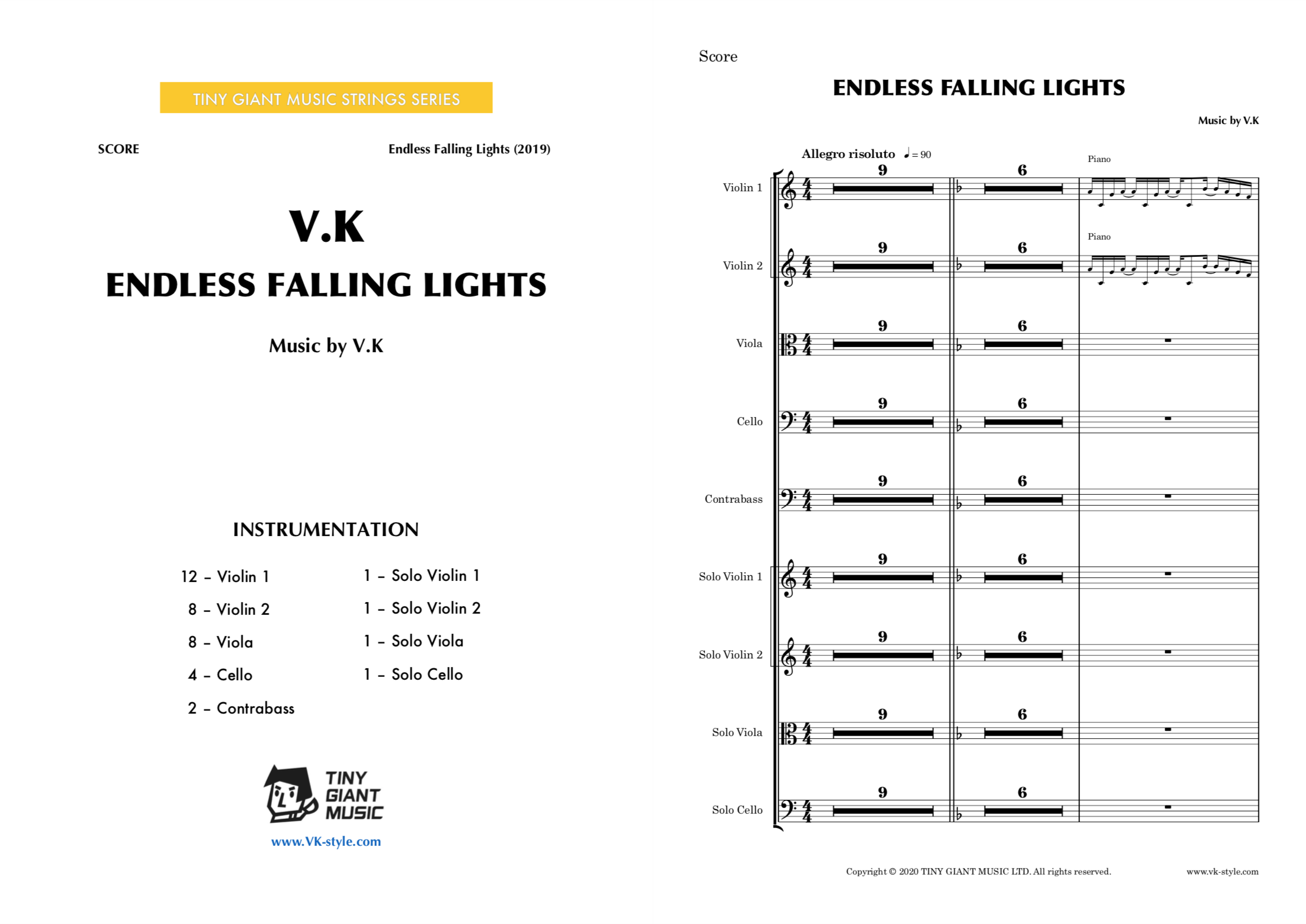 V.K - Endless Falling Lights // Score & Parts (Strings)