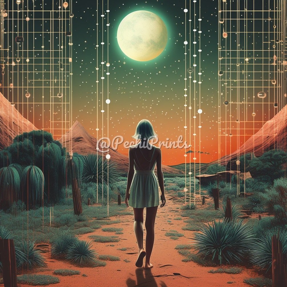 Moonlight Dreamer Glitchwave Print