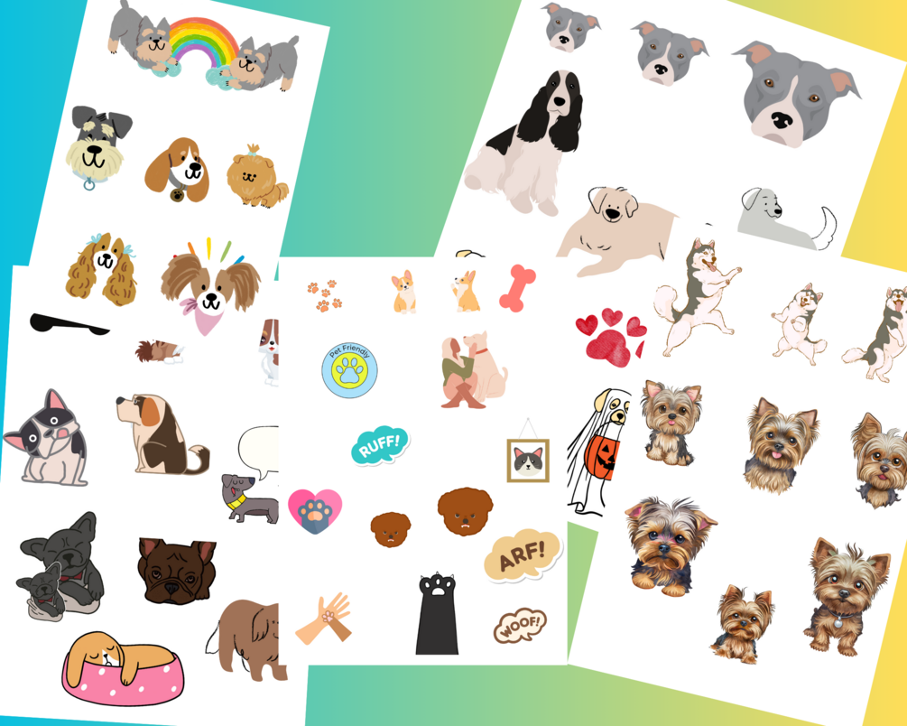50+ pcs Digital dog Stickers pet Tag Laptop Book notebook Animal Post ...