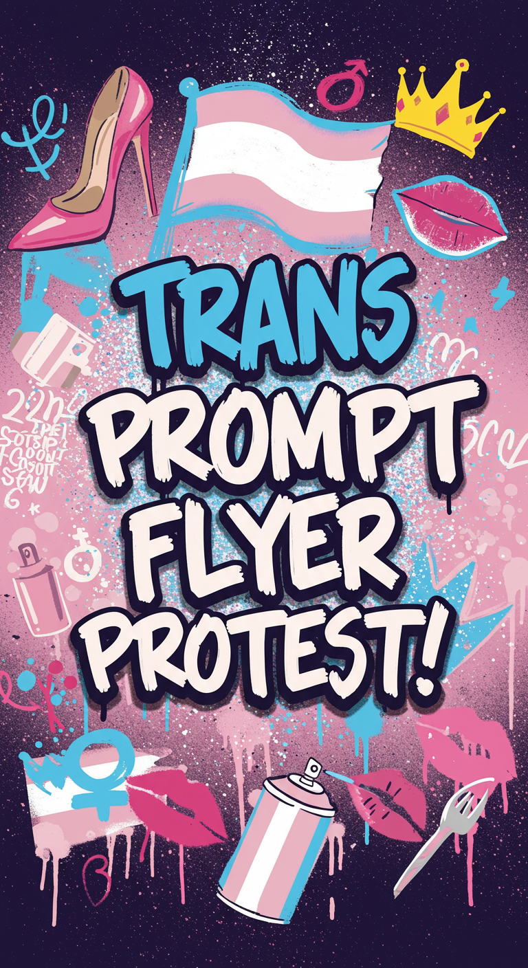 Spray-Painted Trans Pride: Bold Poster Design 🌈 (Prompt)