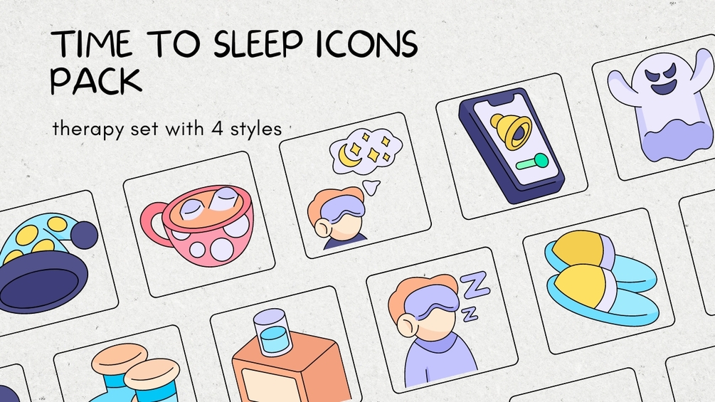 Time to sleep Doodle Icons Set