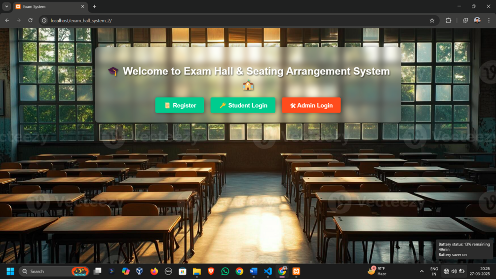 Exam Hall & Seating Arrangement System – PHP MySQL Project with Source Code