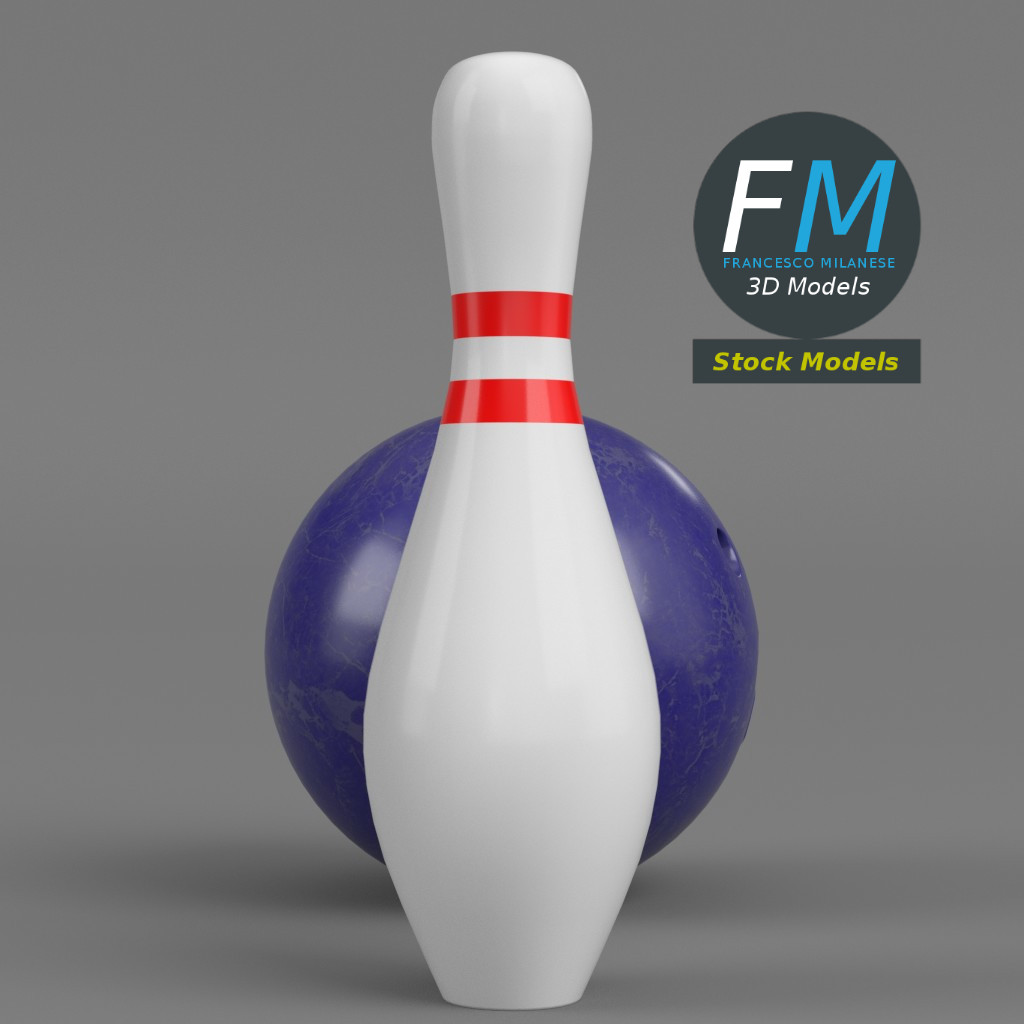 3D MODEL - Bowling ball and pin