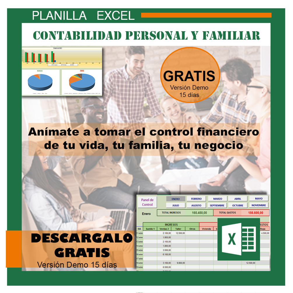 Planilla Excel Contabilidad Personal y Familiar Demo 15 días ** GRATIS