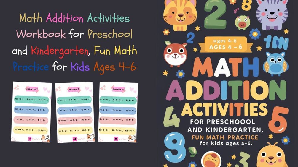 Math Addition Activities Workbook for Preschool and Kindergarten, Fun ...