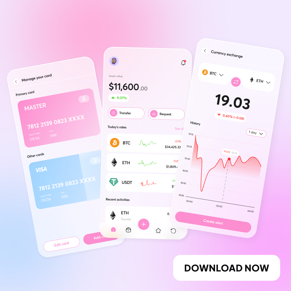 Currency Exchange App - Glassmorphism Design Style