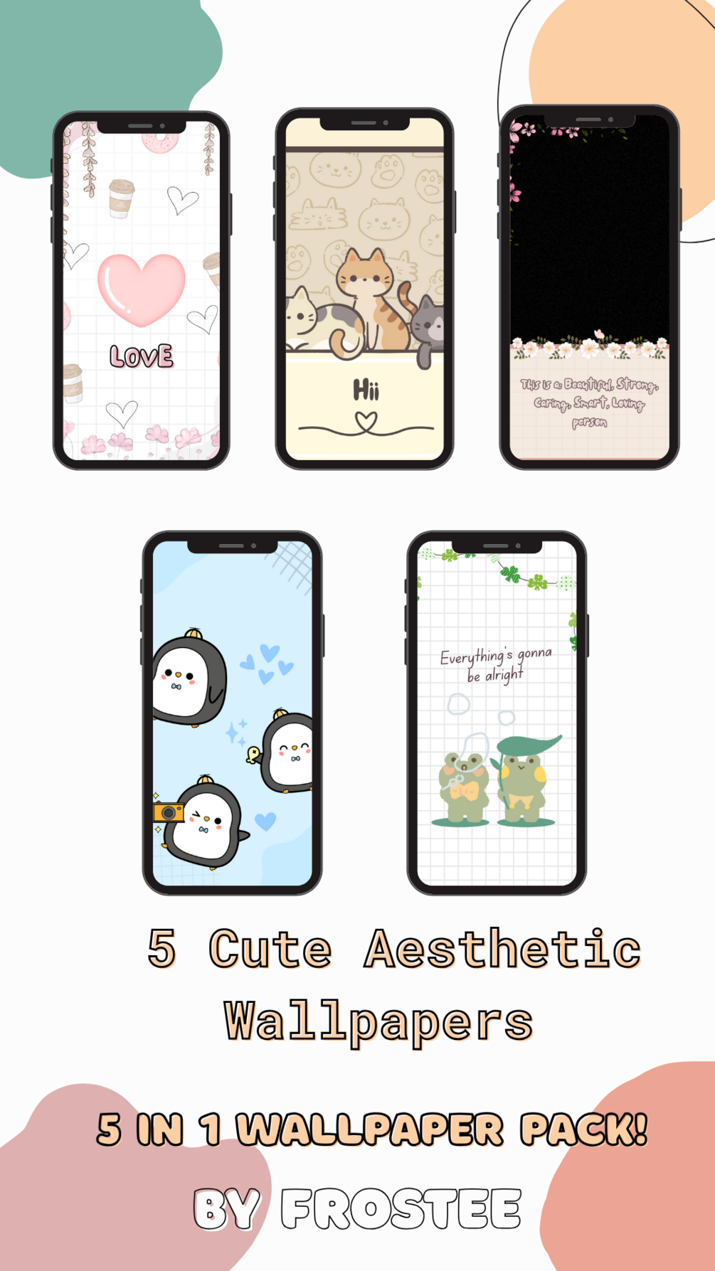 Cute Aesthetic 5 in 1 Wallpaper Pack