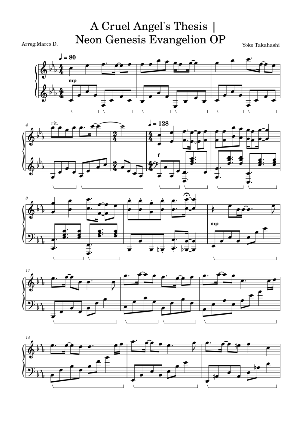 A Cruel Angel's Thesis | Neon Genesis Evangelion OP SHEET + MIDI