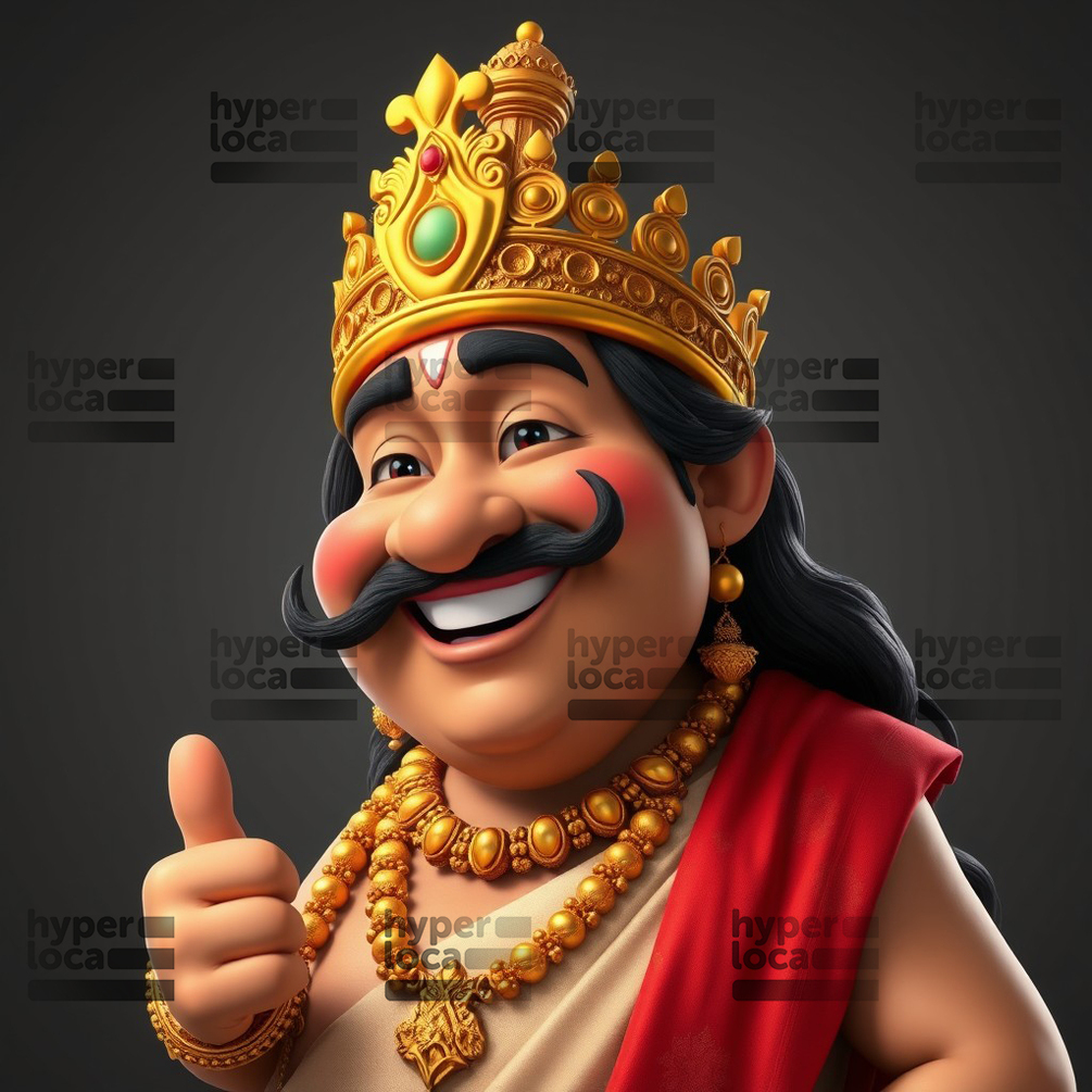 Vibrant Maveli Mahabali Stock Illustration - Onam Festival Art _q7