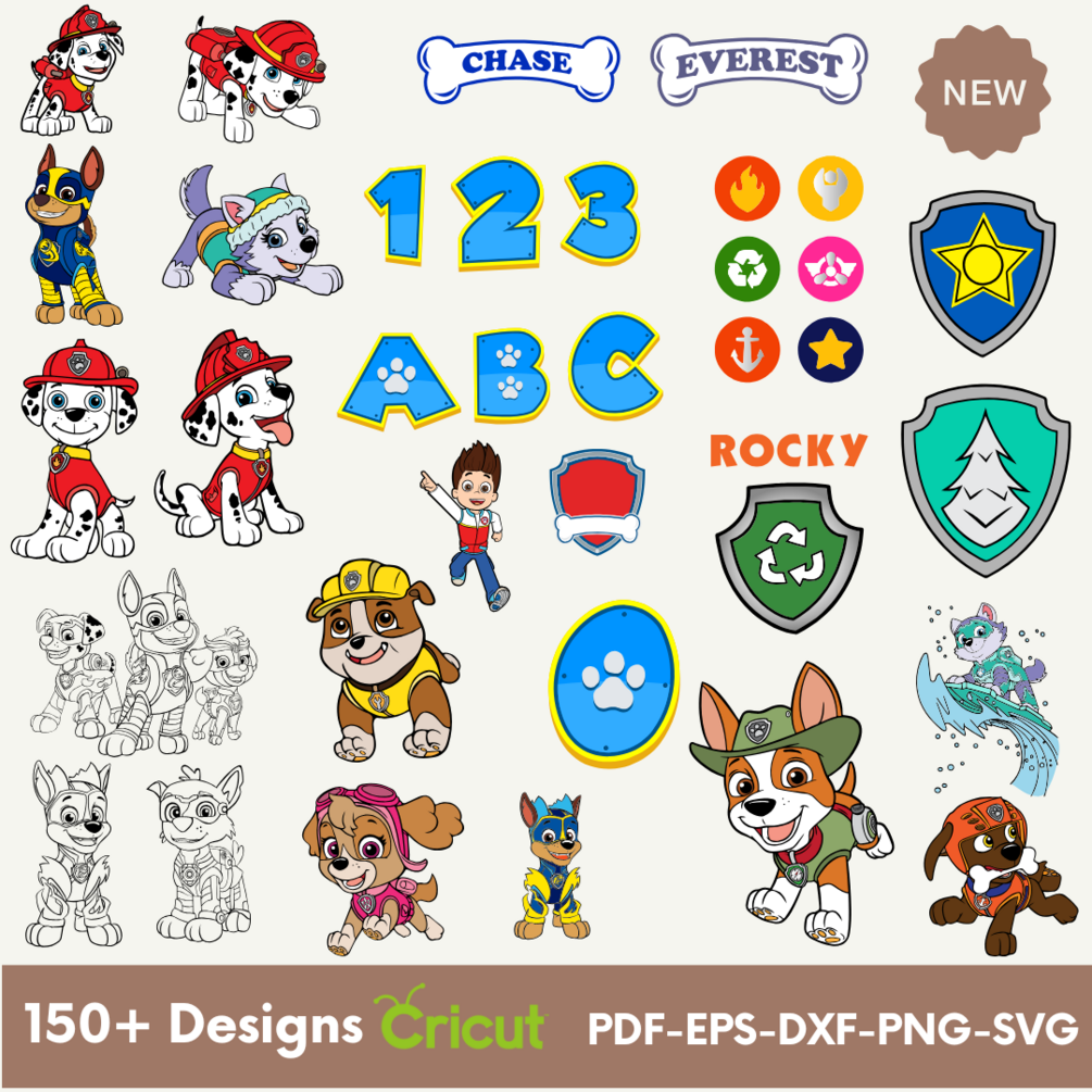 Paw Patrol Clipart Bundle | svg png dxf eps pdf | Cute Puppy Vector ...