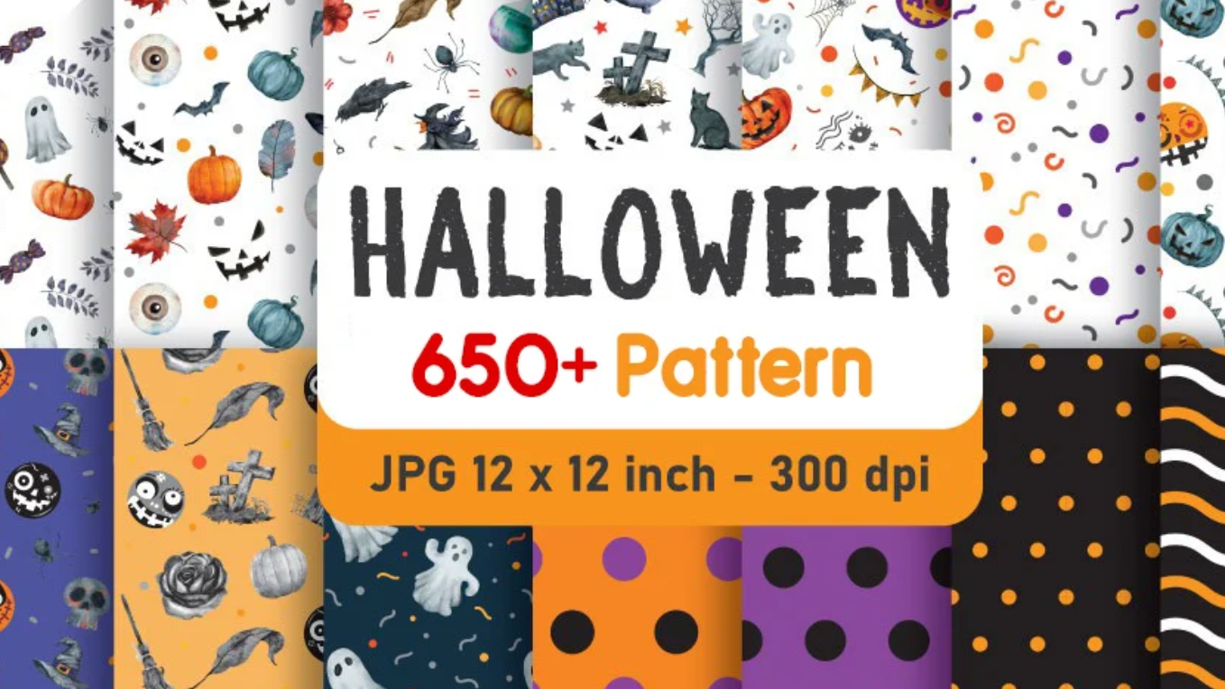 Pack of Halloween digital paper patterns after updating 800+
