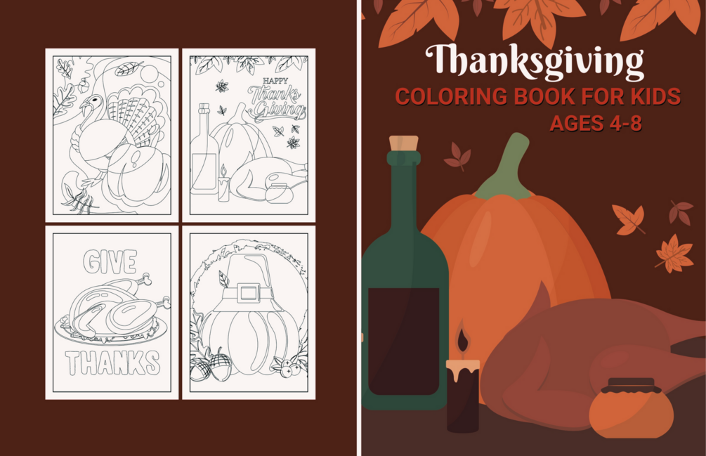 Thanksgiving Coloring Book for Kids Ages 4-8