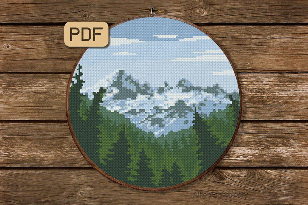 Mountains Cross Stitch Pattern