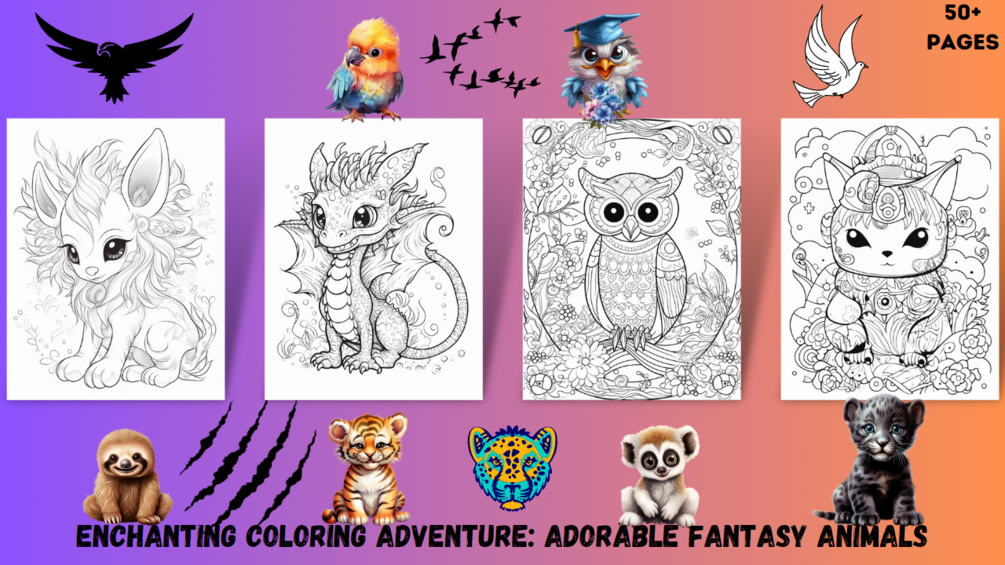 Enchanting Coloring Adventure: Adorable Fantasy Animals
