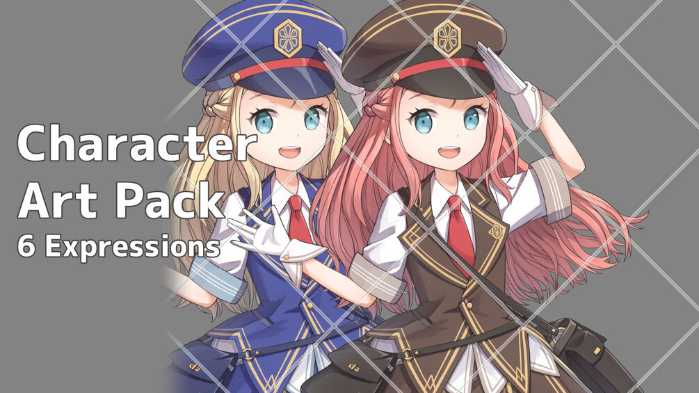 Anime Character Art Pack: 2329-colorA/B - 6 Expressions | Image: Girl ...