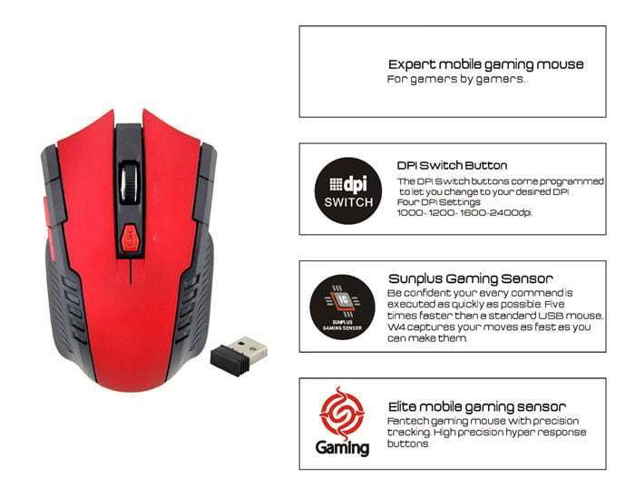 2.4GHz Wireless Gaming Optical Mouse - BLACK 1+free shipping (copy)