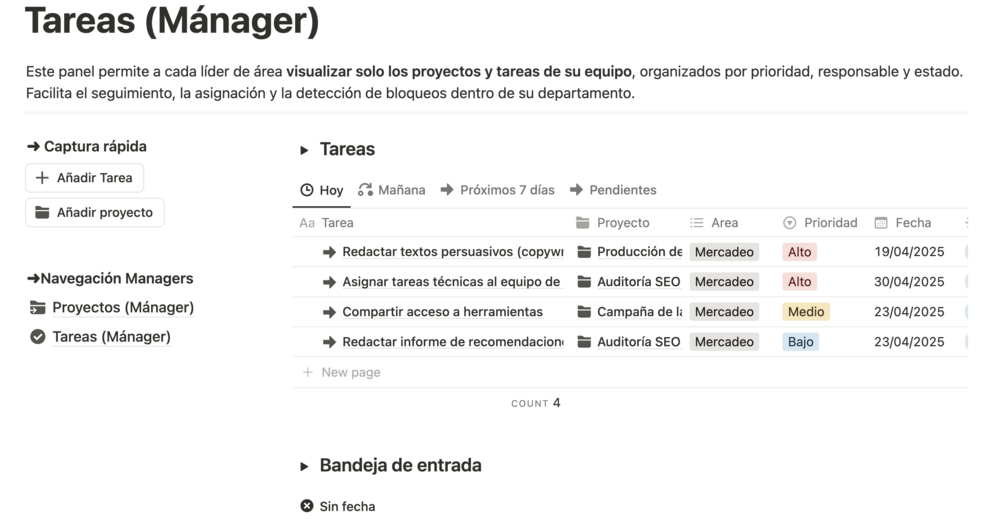 Proyectos y Tareas para Equipos (Plantilla PRO)