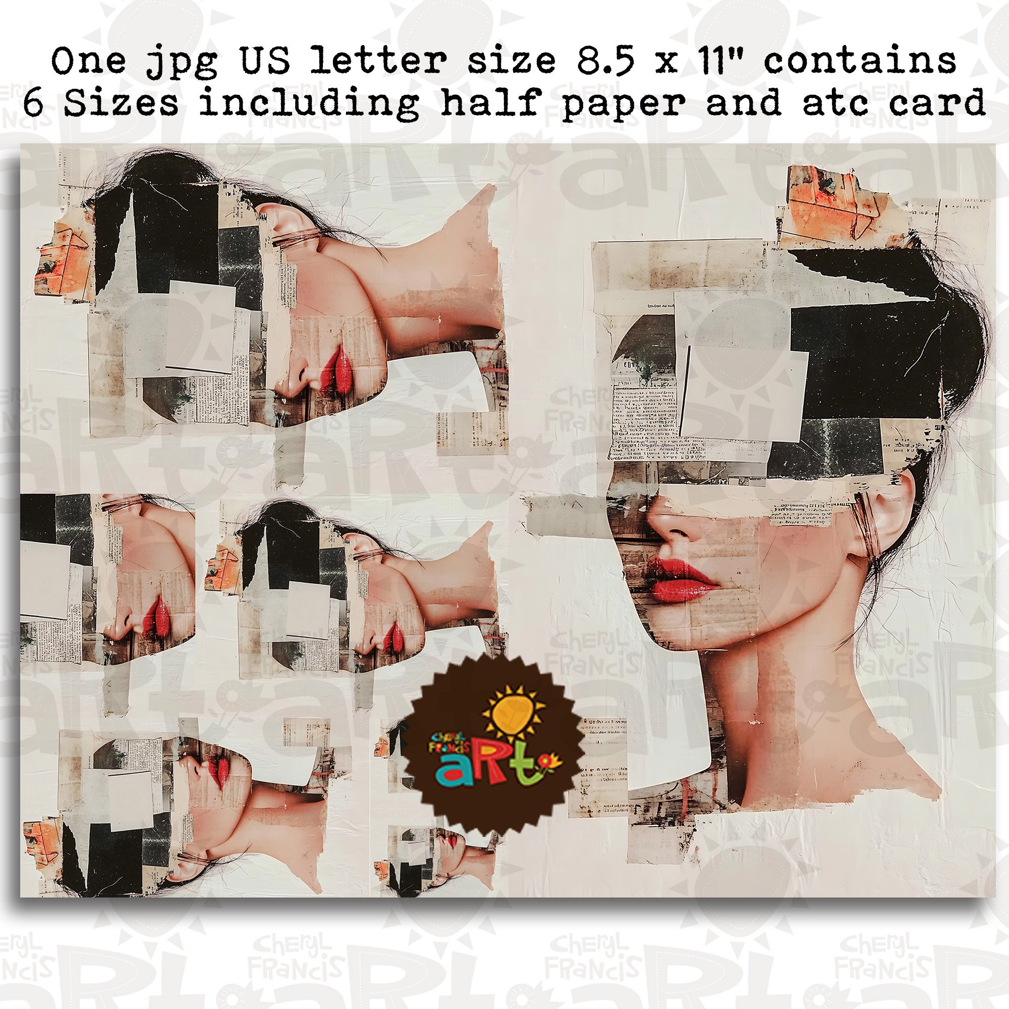 Paper Collage Woman Single Image Printable Junk Journal Half Paper for ...
