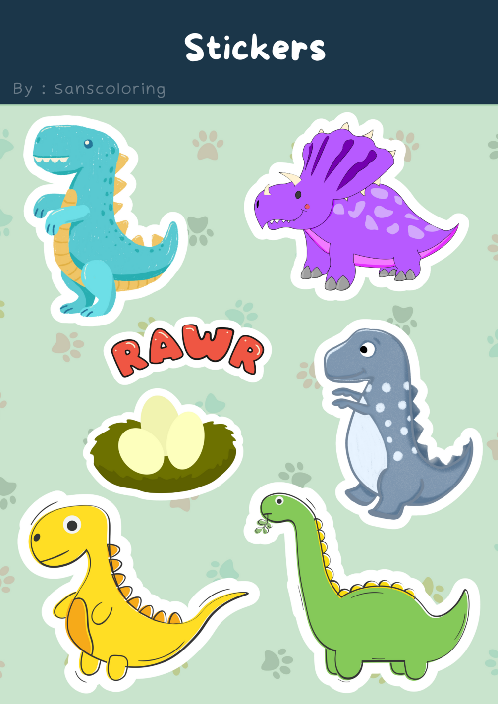 Dinosaurus Stickers Printable